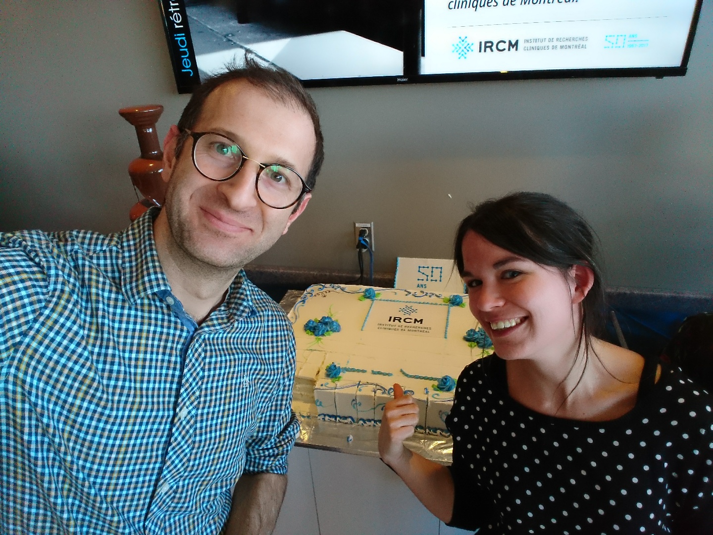 April 17, 2017 is the 50th Anniversary of the IRCM! Peiman and Jennifer and the birthday cake ...